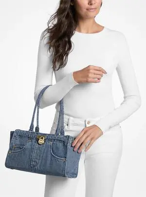 Michael Kors Hamilton Moderne Small Washed Denim Satchel In By