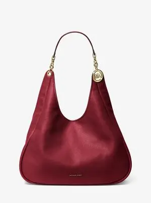 Michael Kors Ellie Large Pebbled Leather Shoulder Bag - Red