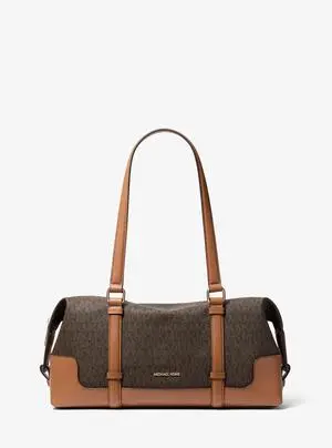 Michael Kors Teddi Large Signature Logo Shoulder Bag - Brown