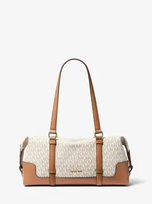 Michael Kors Michael Michael Kors Teddi Large Signature Logo Shoulder Bag Natural