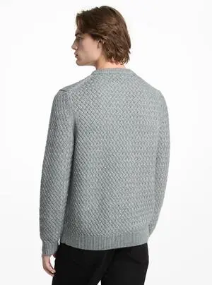 Michael Kors Crosshatch Cotton Blend Sweater - Grey