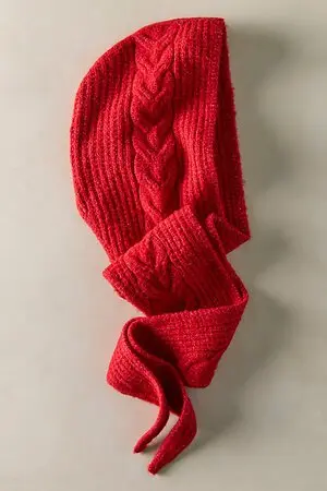 Free People Cloud Cable Bonnet Hood - Cherry