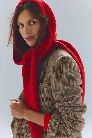 Free People Cloud Cable Bonnet Hood - Cherry