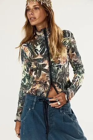 LUNA DEL PINAL Stretch Weave Tracky Zip-up Top