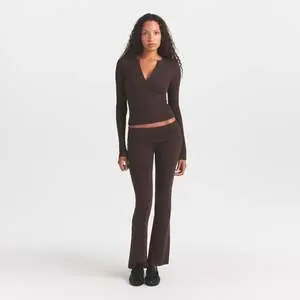SKIMS Cotton Rib Zip Up Top - Espresso