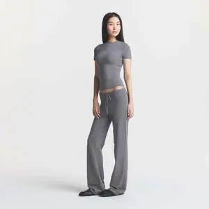 SKIMS Straight Leg Pant | Grey | | Cotton Jersey - Dark Heather Grey