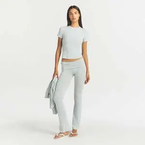 SKIMS Foldover Pant | Grey | | Cotton Jersey - Light Heather Grey