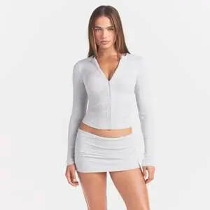 SKIMS Cotton Rib Zip Up Jacket Top