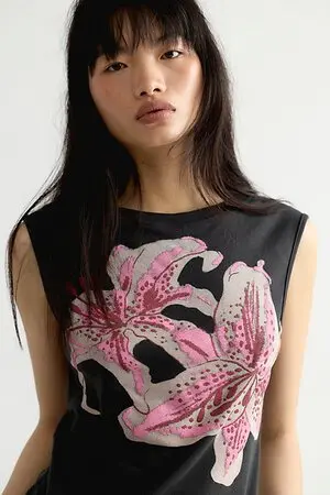 RAGABOND Ballad Reversible Lily Printed Tank - Black
