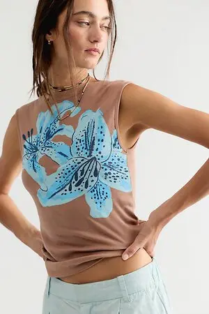 RAGABOND Ballad Reversible Lily Printed Tank Brown
