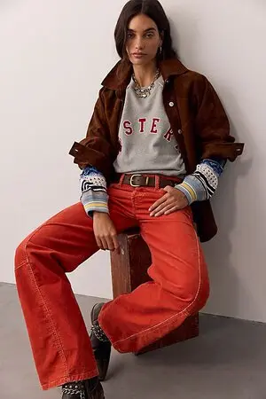 Free People We The Free Western Craft Crew Neck Pullover