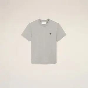 AMI Paris Grey Cotton T-shirt With De Coeur Grey