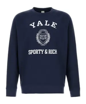 SPORTY  RICH Sporty Rich Yale Printed Crewneck Sweatshirt - Black