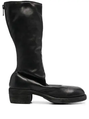 Guidi Rear-zip Leather Boots - Black