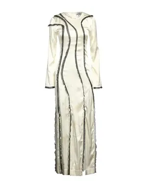 GANNI Floral Print Satin Long Sleeve Dress