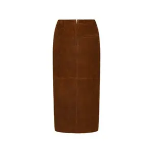 ROTATE BY BIRGER CHRISTENSEN Suede Midi Pencil Skirt - Brown