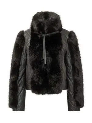 ROTATE BY BIRGER CHRISTENSEN Faux Fur Trimmed Leather Jacket