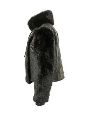 ROTATE BY BIRGER CHRISTENSEN Faux Fur Trimmed Leather Jacket