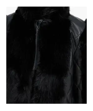 ROTATE BY BIRGER CHRISTENSEN Faux Fur Trimmed Leather Jacket