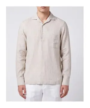 LARDINI Pailan Cnc Linen Popover Shirt