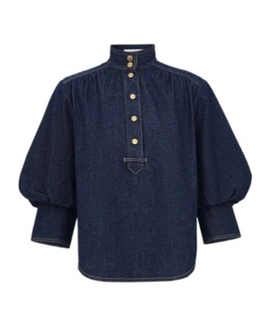 Zimmermann Denim Puffsleeve Blouse