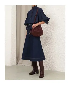 Zimmermann Denim Puffsleeve Blouse
