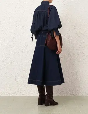 Zimmermann Denim Puffsleeve Blouse