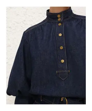 Zimmermann Denim Puffsleeve Blouse