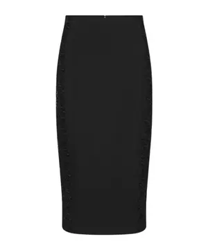 ROTATE BY BIRGER CHRISTENSEN Lace-trimmed Midi Pencil Skirt - Black