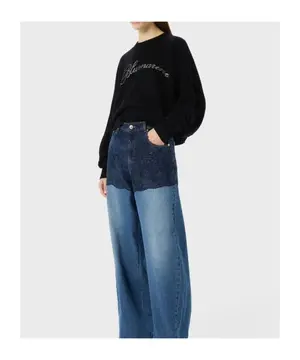 Blumarine Logo Crystal Cropped Sweater