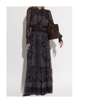 SELF-PORTRAIT Paisley Print Metallic Thread Maxi Dress