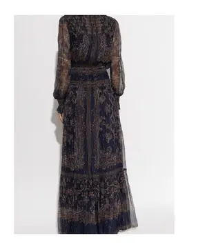 SELF-PORTRAIT Paisley Print Metallic Thread Maxi Dress