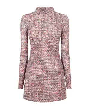 DIESEL® Collared Halfplacket Longsleeve Mini Dress
