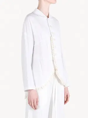 Comme Des Garçons Long-sleeved Jacket With Ruffled Trim