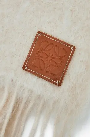 Loewe Logo Patch Fringed Scarf