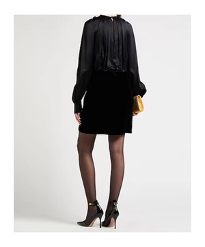Max Mara Velvet And Satin Dress With Gathered Long Sleeves