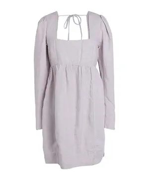 GANNI Short Dress With Long Sleeves And Square Neckline