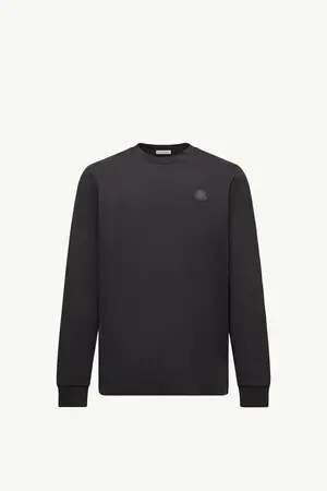 Moncler Leather Logo Long Sleeve Cotton T-shirt