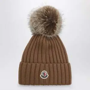 Moncler Wool Beanie With Pom-pom - Beige