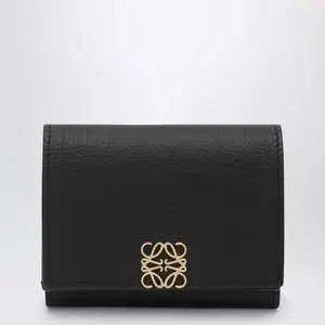 Loewe Anagram Trifold Wallet In Leather - Black