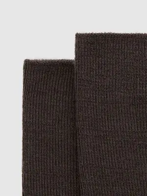 REISS Charlie Wool-cotton Fine-rib Socks - Chocolate