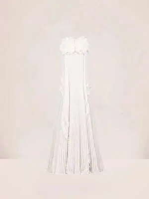 Alexis Odette Strapless Floral Appliqué Gown - Ivory