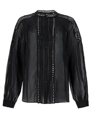 MARANT ETOILE Blusa "polda" Plissettata In Misto Lino - Black