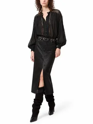 MARANT ETOILE Pleated Linen-blend Blouse