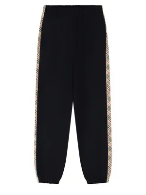Burberry Pantalone Da Jogging In Cotone Con Finiture Check
