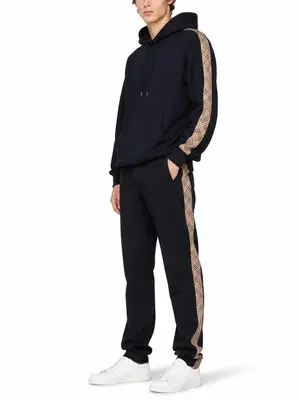 Burberry Felpa In Cotone Con Cappuccio, Cerniera E Finiture Check