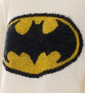 ANIYE BY Batman Motif Crewneck Drop Shoulder Knit Sweater
