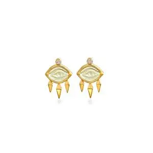 MYRTO KATRAMADOU JEWELLERY Aegean Eye Amethyst And Diamond Earrings In 14k Yellow Gold - Green