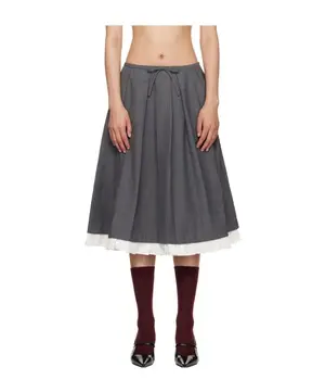 SHUSHU/TONG Ruffled Pleated Midi Skirt