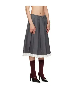 SHUSHU/TONG Ruffled Pleated Midi Skirt